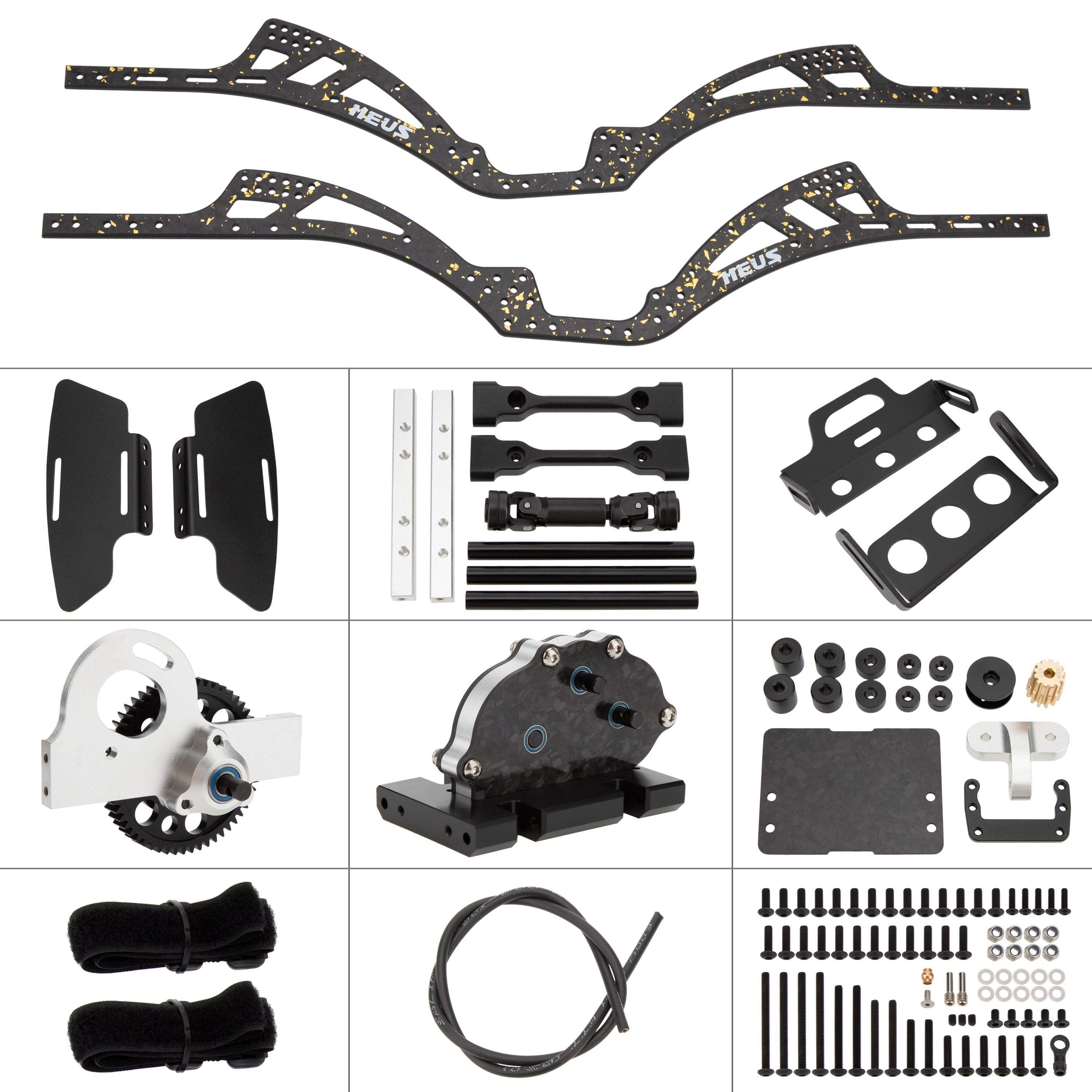 MEUS Racing Gold Rush V2 Carbon Fiber LCG Chassis Kit for 1/10 Axial S