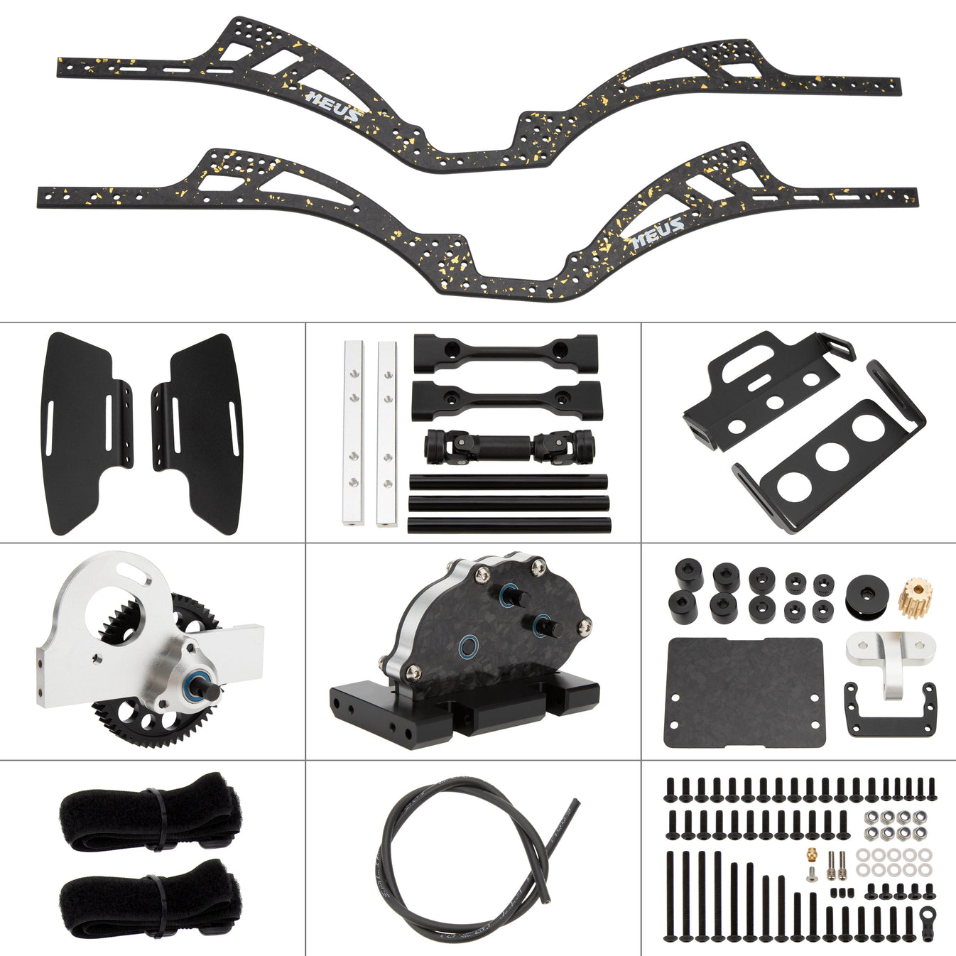 MEUS Racing Gold Rush V2 Carbon Fiber LCG Chassis Kit for 1/10 Axial S
