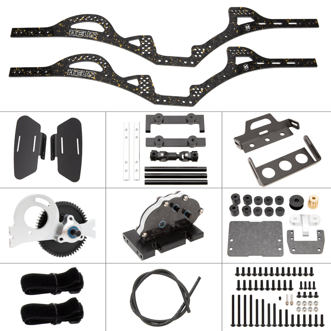 MEUS Racing RC LCG Carbon Fiber Chassis Frame DIY Kit Gearbox Kit OD21