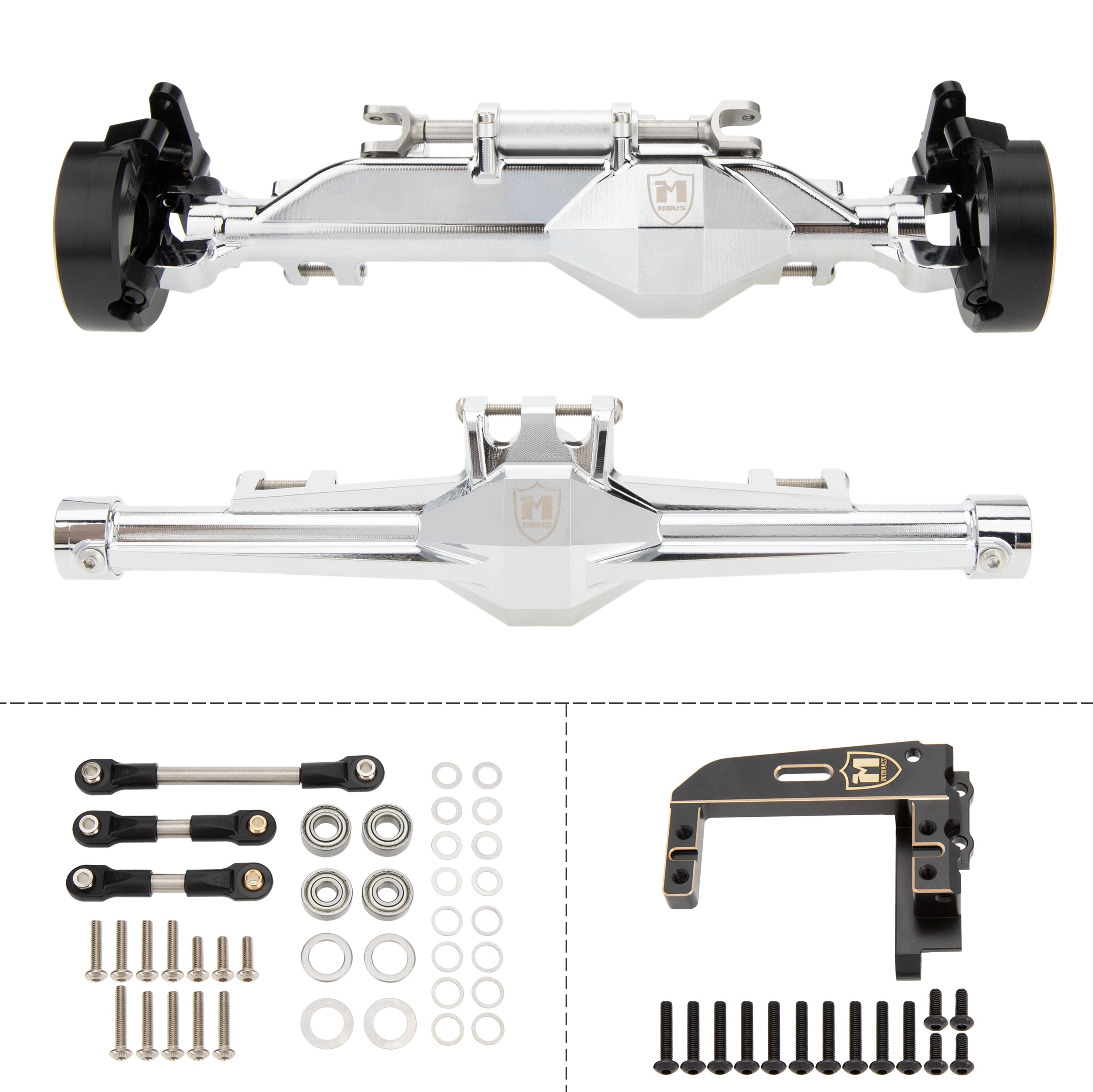 MEUS Racing Metal H10 Optic Straight Front Rear Axles Housings for 1/10 Vanquish